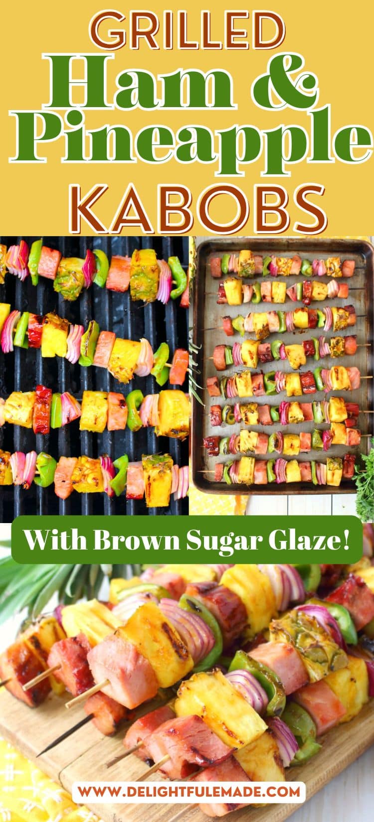 Grilled Ham and Pineapple Kabobs with Brown Sugar Glaze