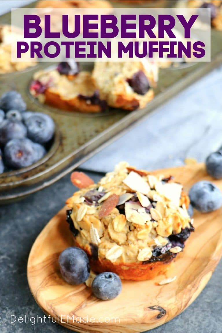 Blueberry Protein Muffins - best protein muffin recipe - Delightful E Made