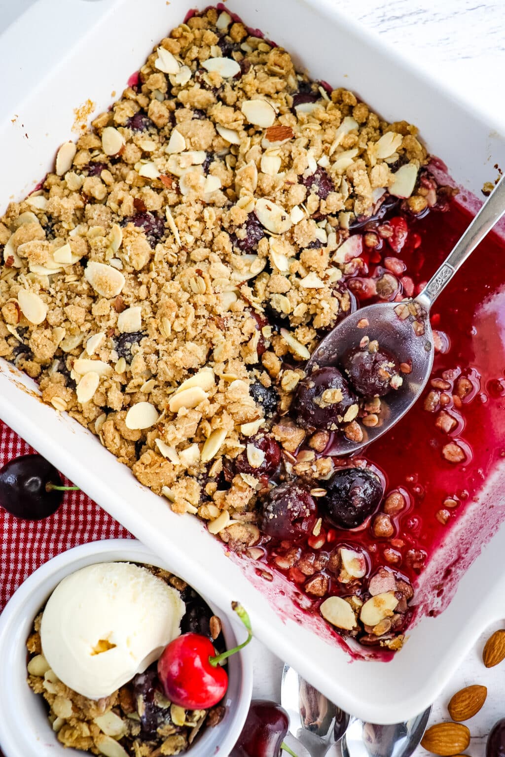 EASY Cherry Crisp with Almond Crumble - Delightful E Made