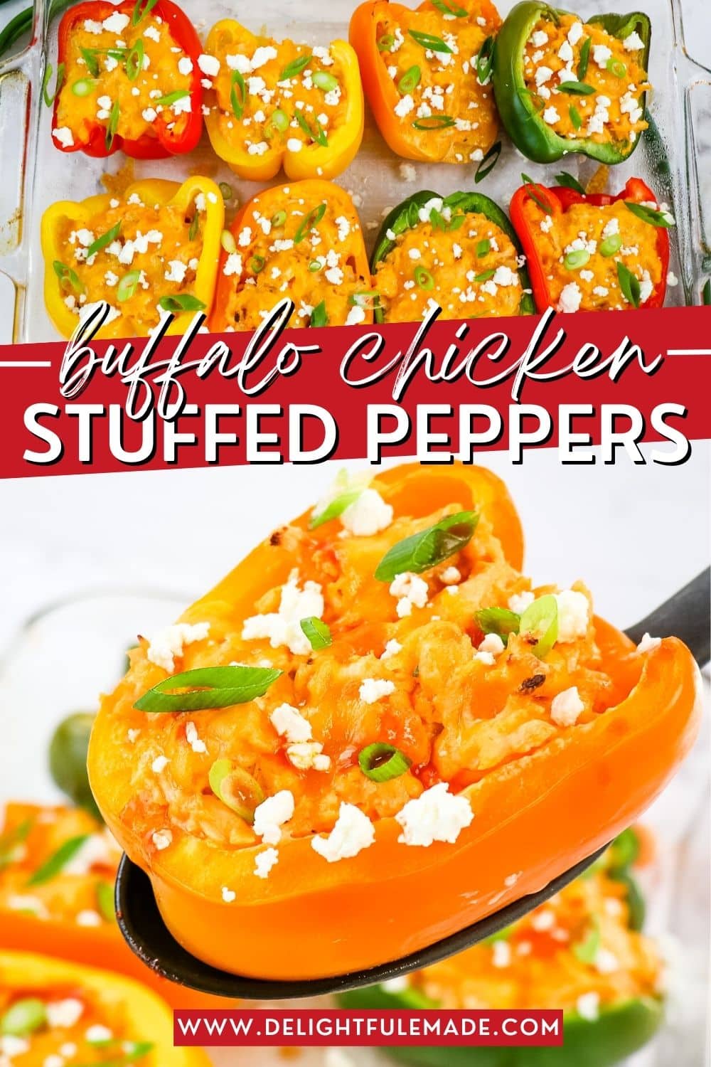Easy Buffalo Chicken Stuffed Peppers | Delightful E Made
