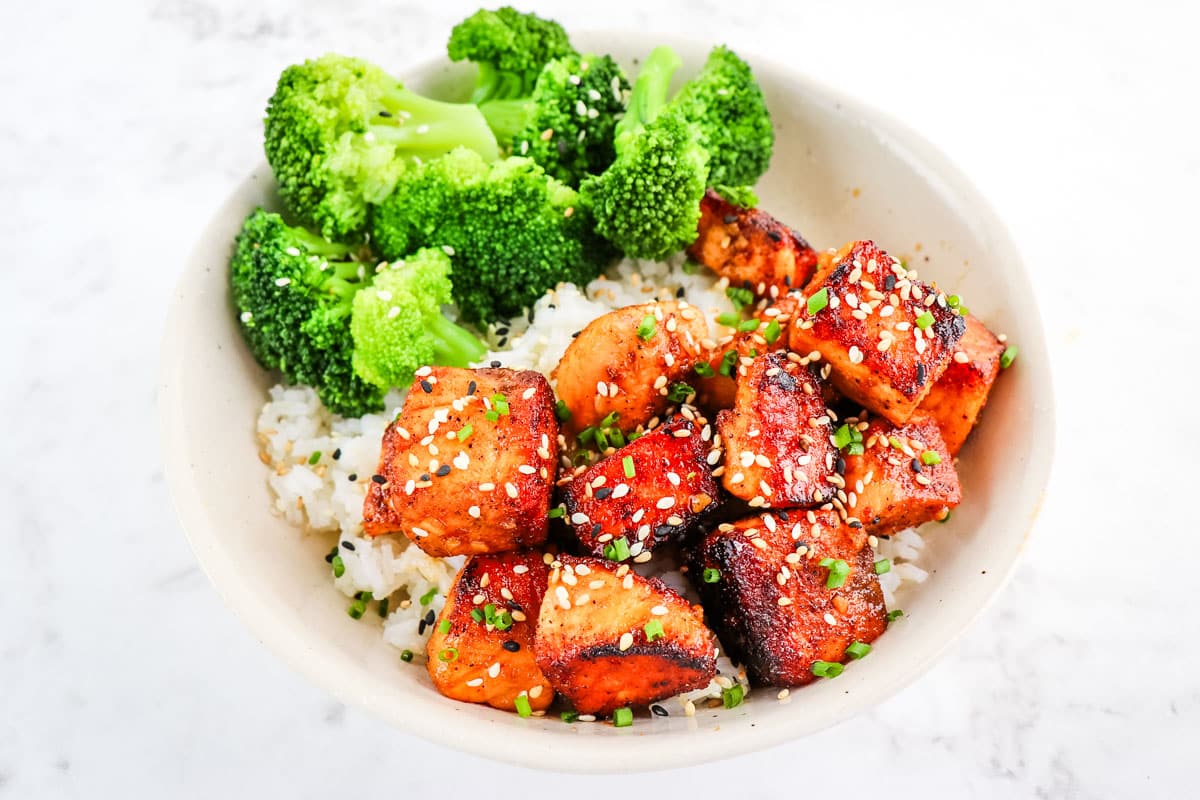 Crispy Salmon Bites with Honey Garlic Sauce - Delightful E Made