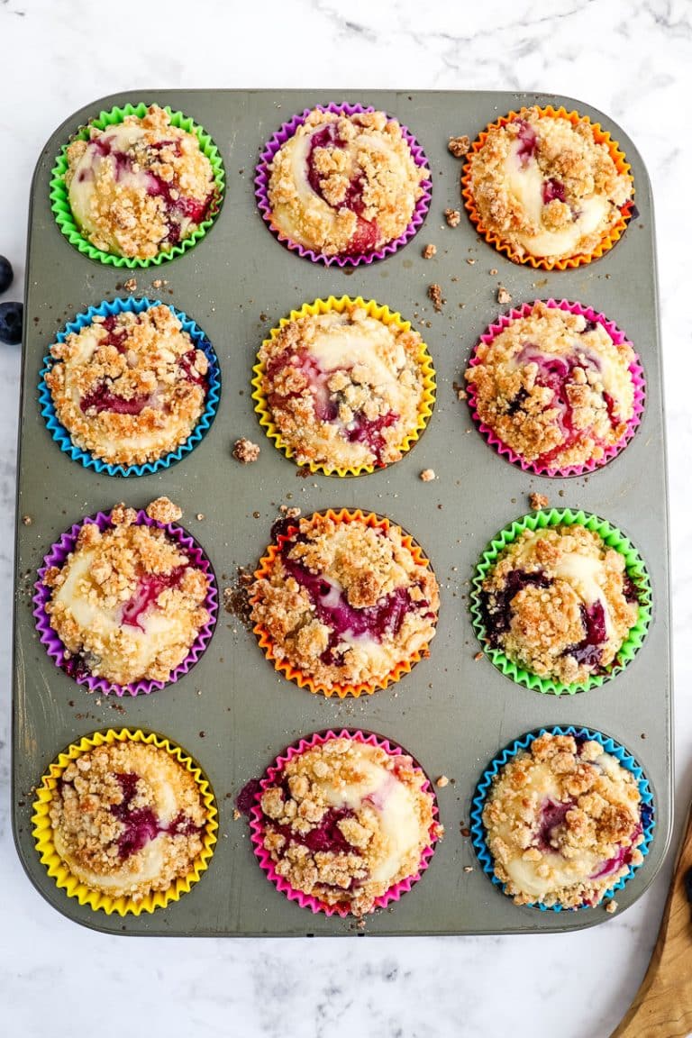 Easy Blueberry Cottage Cheese Muffins with Streusel Topping